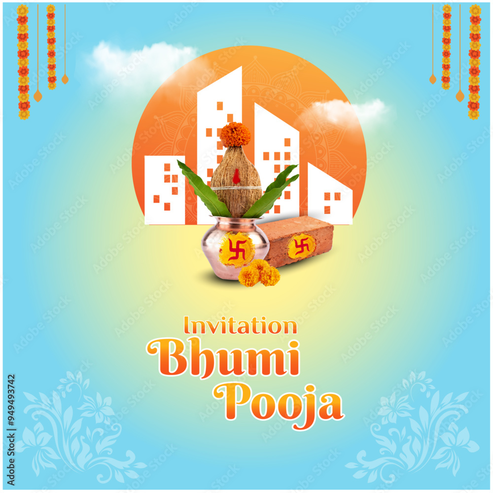 Bhoomi Pooja Invitation. Real Estate, New Construction. Laying of ...