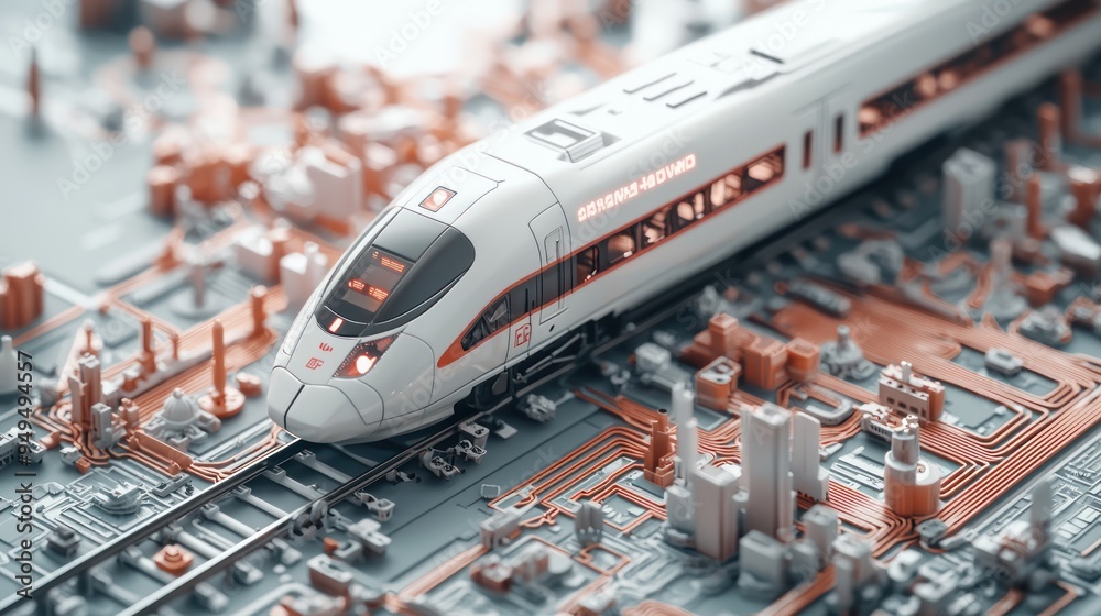 Futuristic Fusion: High-Speed Train Overlapping Detailed Map of High ...