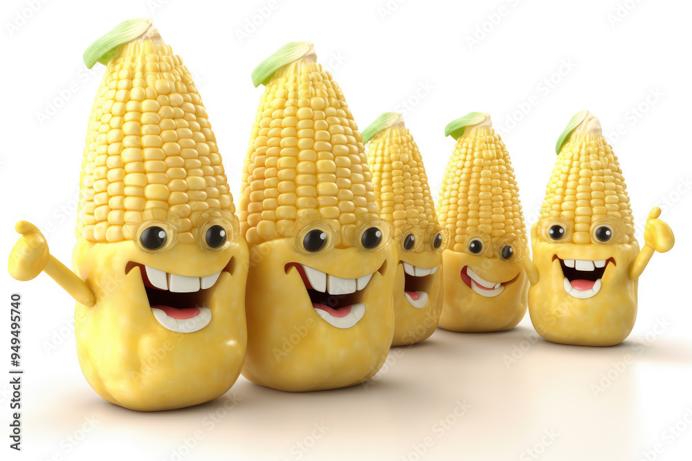 Smiling Corn 3D Whole Grains Giving Thumbs Up Happy Corn Character with ...