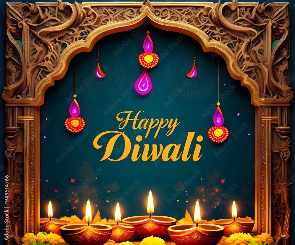 Illustrazione stock di happy diwali, happy diwali greetings, happy ...