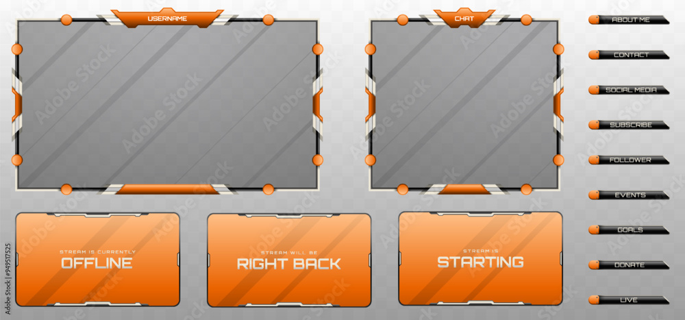 Stream Overlay Webcam Screen Frame and Stream Alert GUI Panels in ...