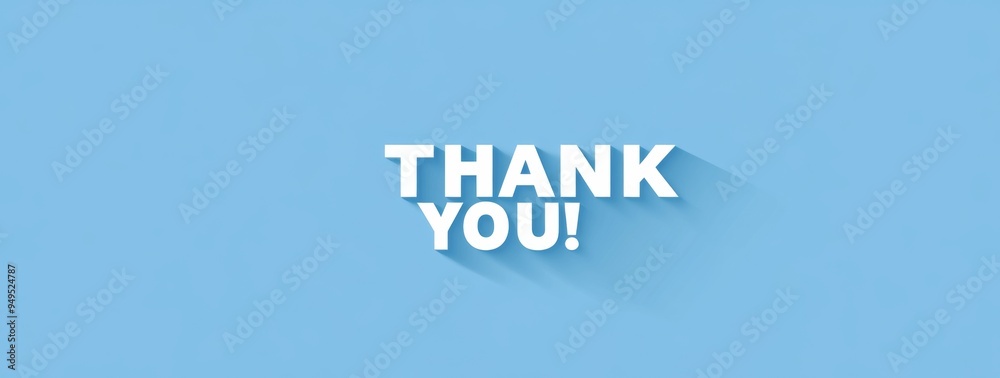 Flat Icon of "THANK YOU!" in Bold White Text on Light Blue Background ...