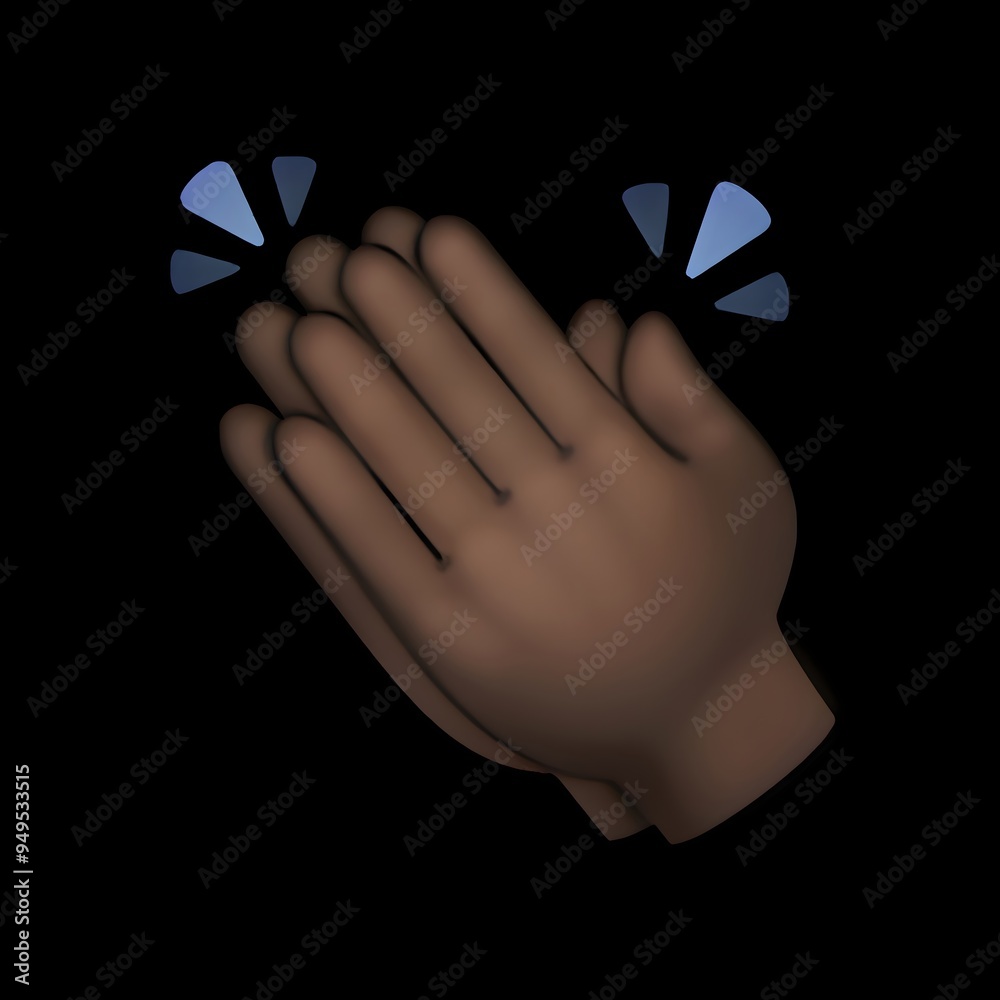 Clapping Hands Emoji with Dark Skin Tone Stock Illustration | Adobe Stock