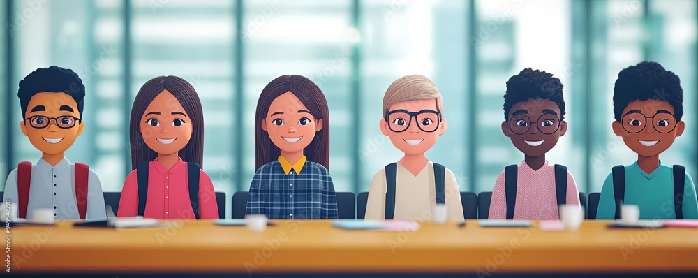 Virtual classroom with avatars of students from different cultures ...