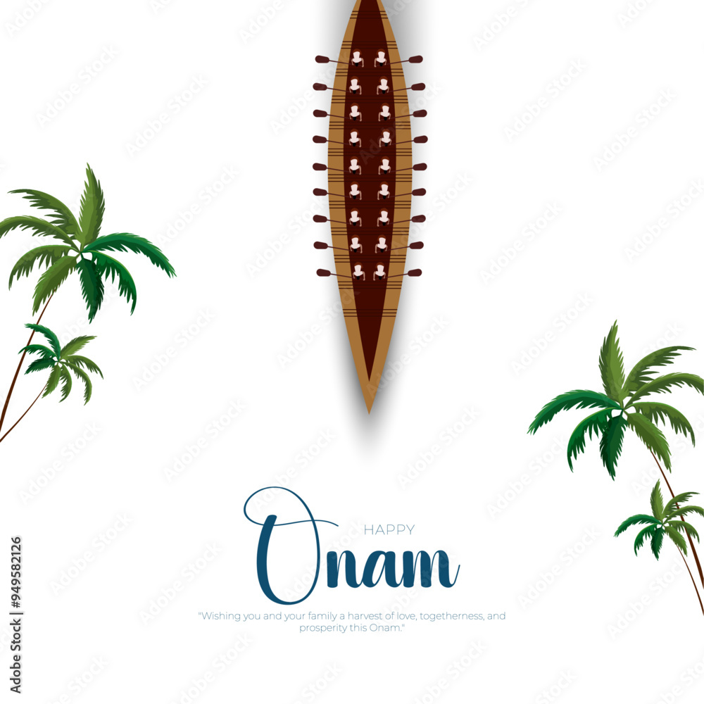 Happy Onam Post and Greeting Card. Minimal and Modern Onam Festival ...