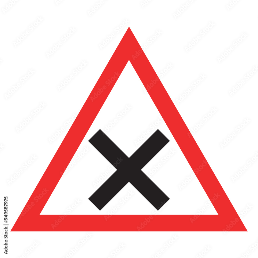 Uncontrolled intersection traffic sign within a red triangle, Traffic ...
