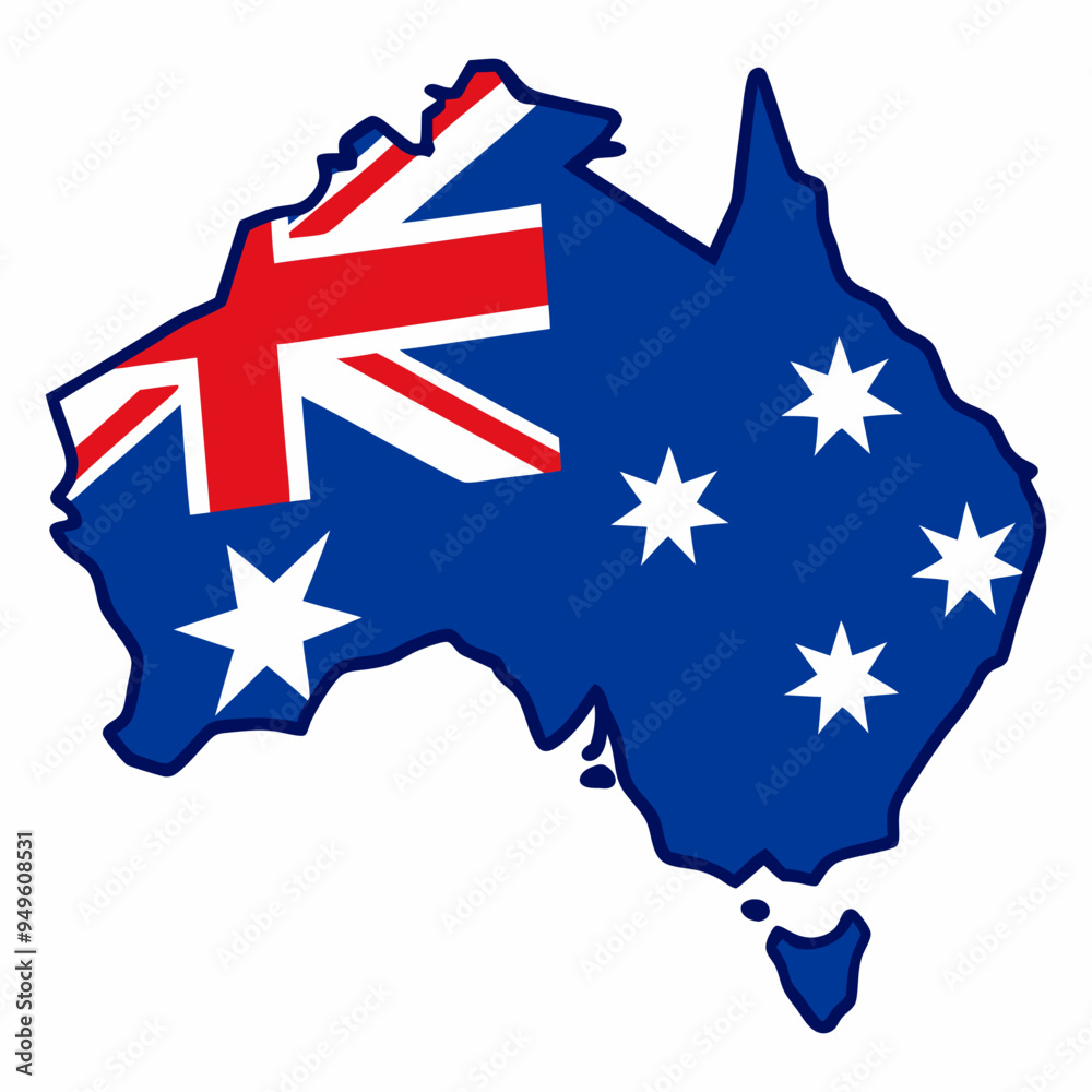 Map of Australia in Australian flag colors Stock Vector | Adobe Stock