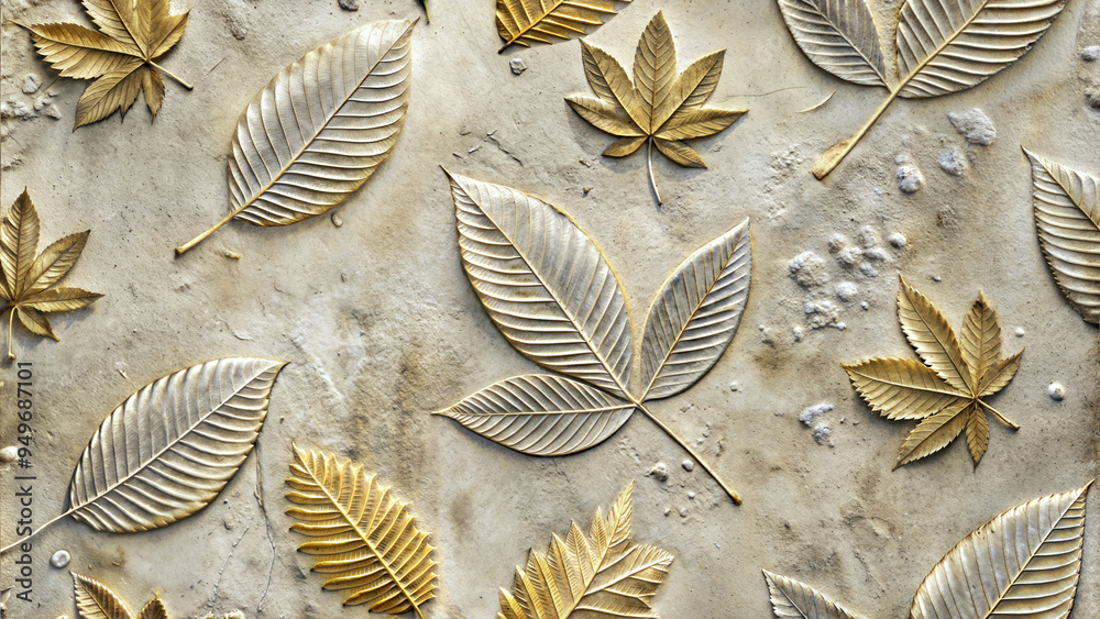 Seamless Rough Concrete with Leaf Imprints Texture, Realistic Patterns ...