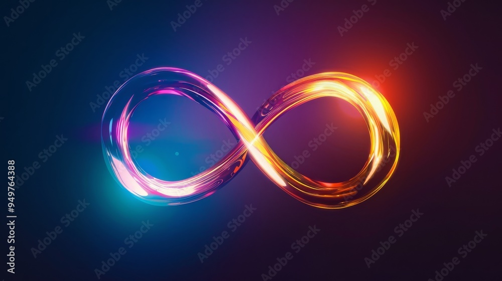 An abstract representation of infinity in vibrant colors, blending ...