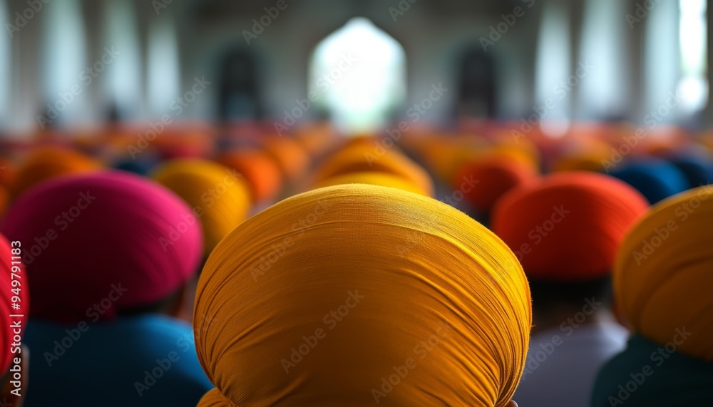 Colorful Array of Traditional Sikh Turbans and Scarves in Gurdwara ...