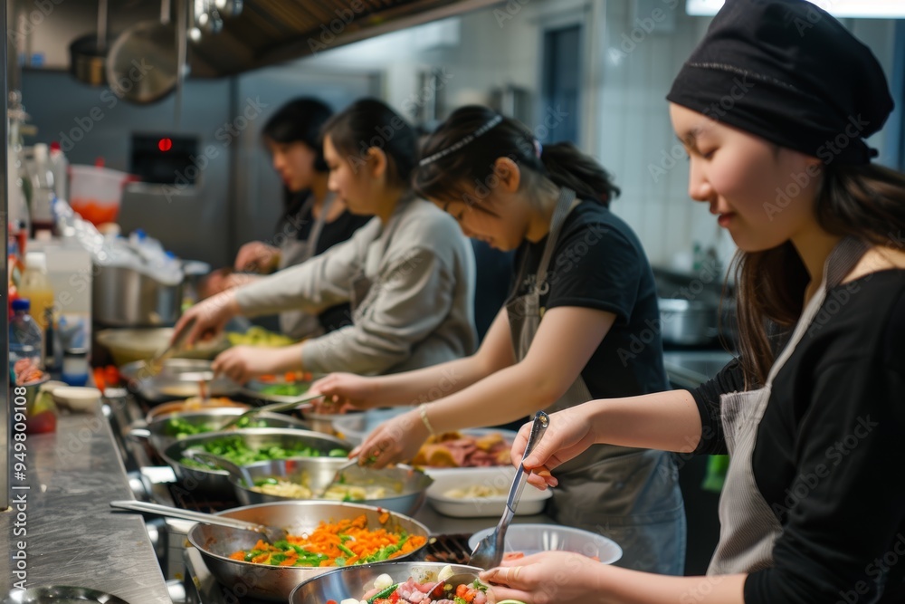 Freshmen Students Cooking International Cuisine in a Class Setting for ...