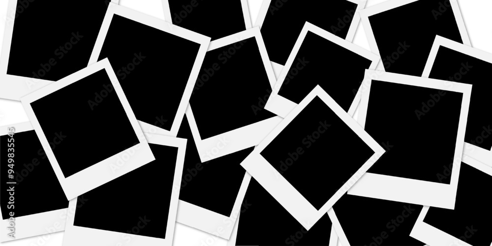 Polaroid frame mockup rectangle, square collection. Blank frame border ...