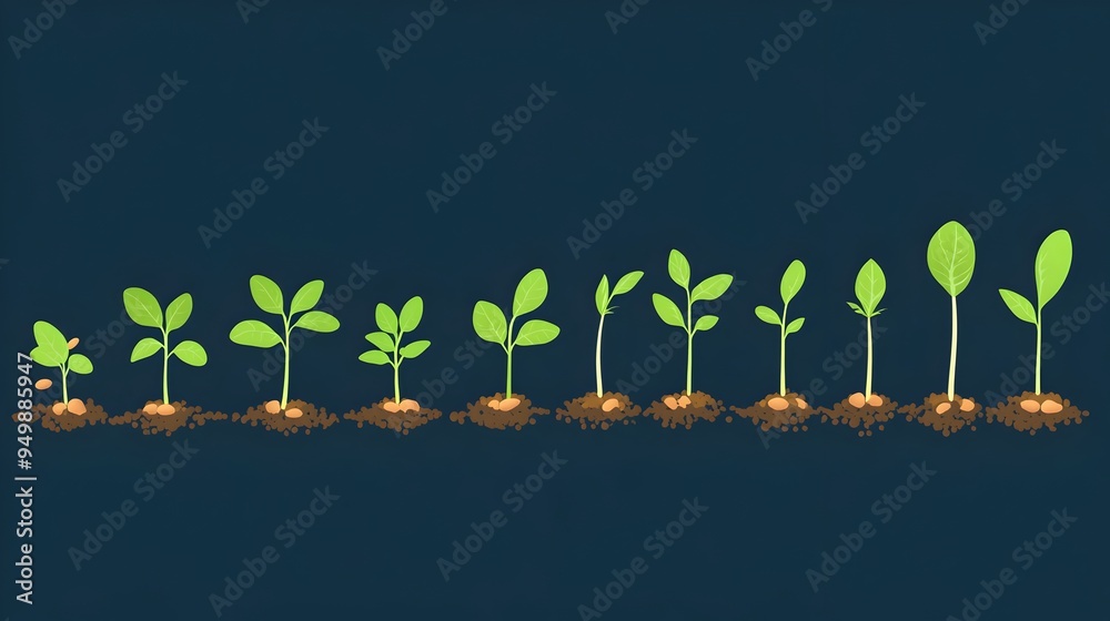 Infographic Depicting the Sequential Growth Stages of Bean Sprouts from ...