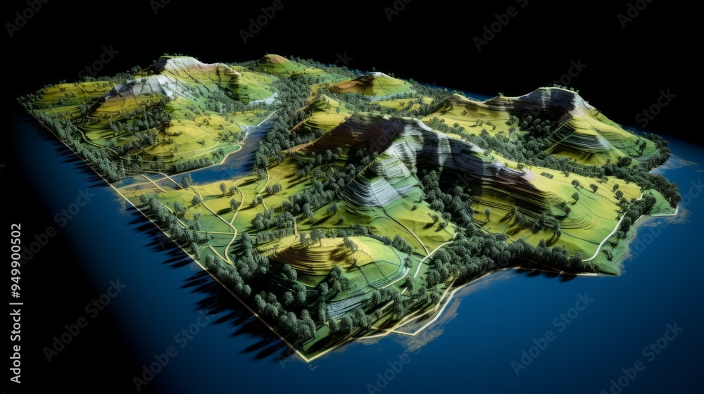 DEM digital elevation model. GIS lidar product made after proccesing ...