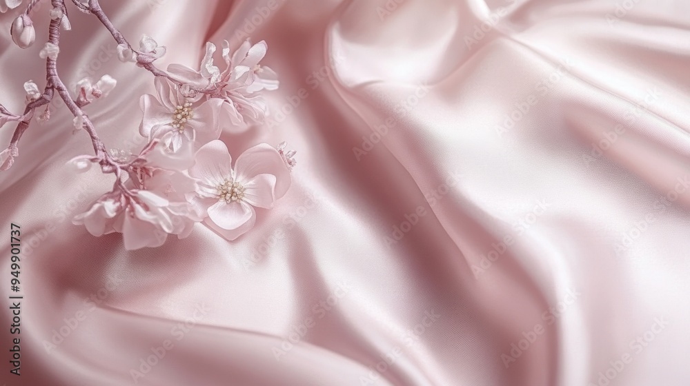 A traditional Korean hanbok fabric design featuring subtle floral ...