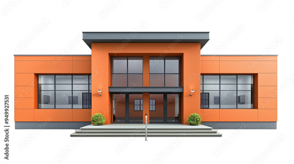Modern Educational Building Entrance Isolated on White Background Stock ...