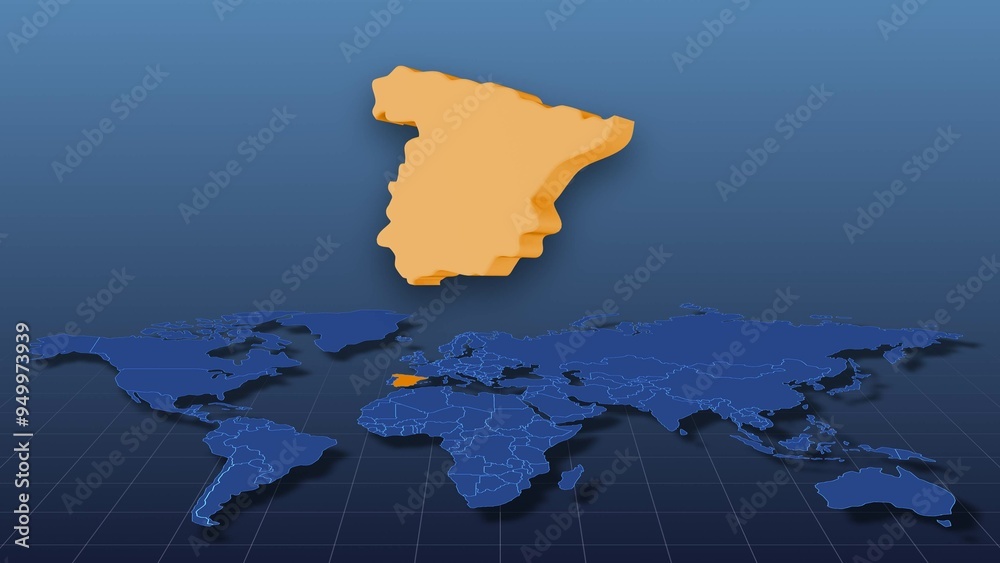 World Map Showing Spain Country in Detail Stock Illustration | Adobe Stock