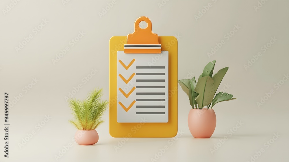 3d Clipboard, checklist symbol. Assignment target icon. Project task ...