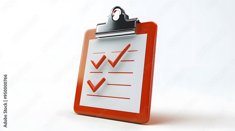 3d Clipboard, checklist symbol. Assignment target icon. Project task ...