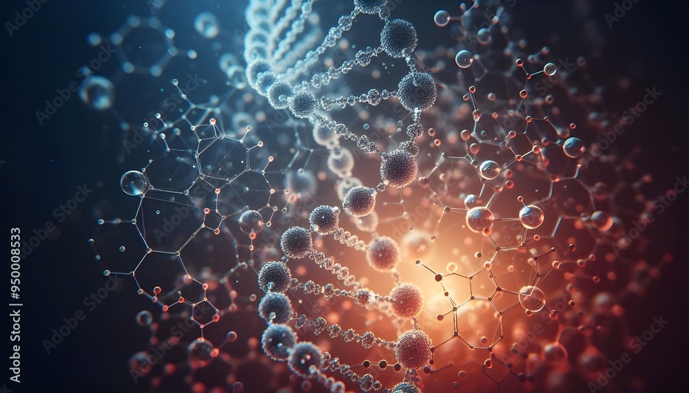 Molecular DNA structure abstract background. Molecule model, chemical ...