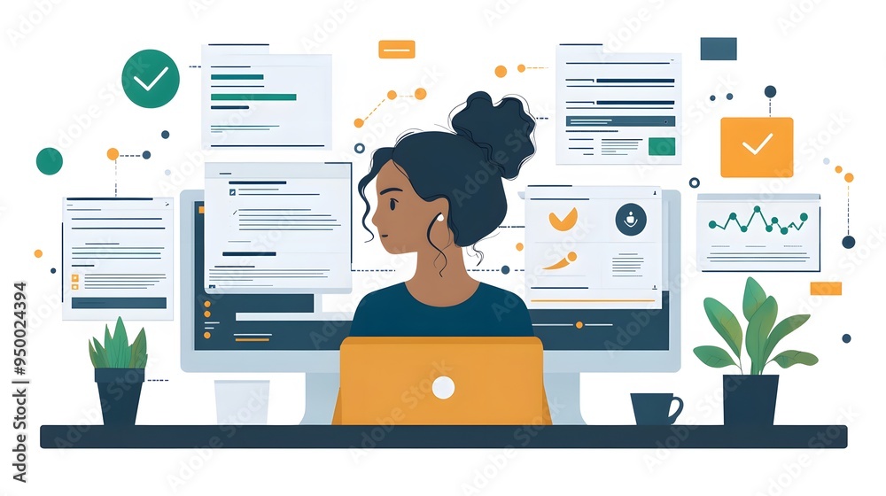 Vector interface showcasing recruiting workflow and interview ...
