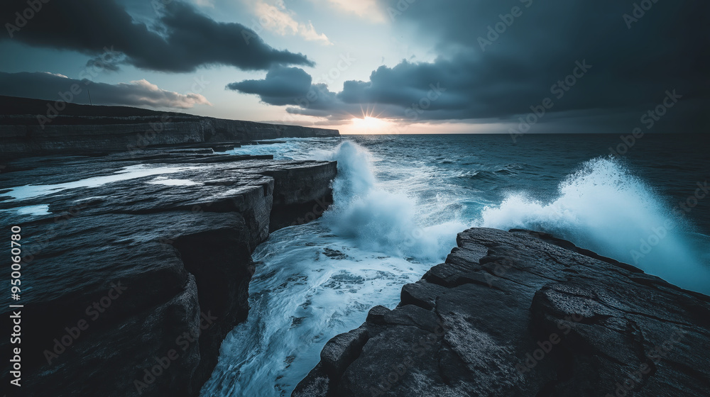 Surging waves and seaside cliffs, beautiful scenery wallpaper, perfect ...