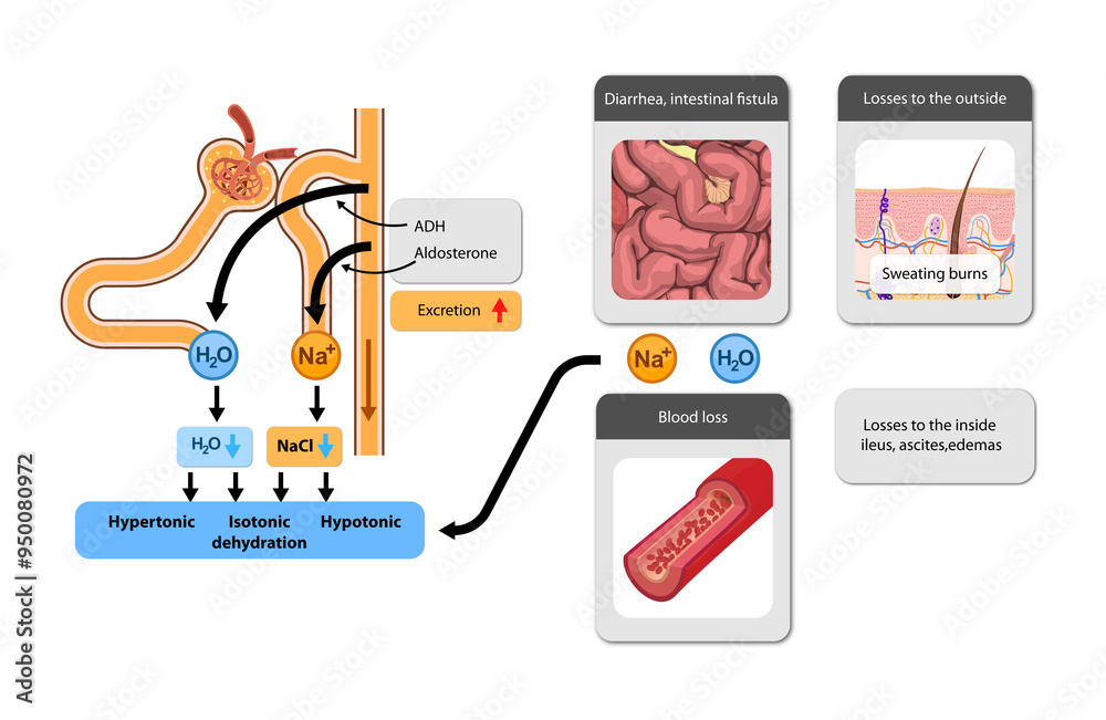 hypertonic, isotonic, and hypotonic dehydration, their causes, and the ...