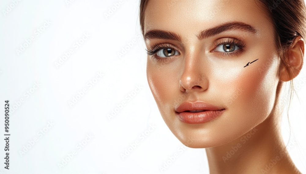 Beautiful lady face with arrows, botulinum toxin injections in woman's ...