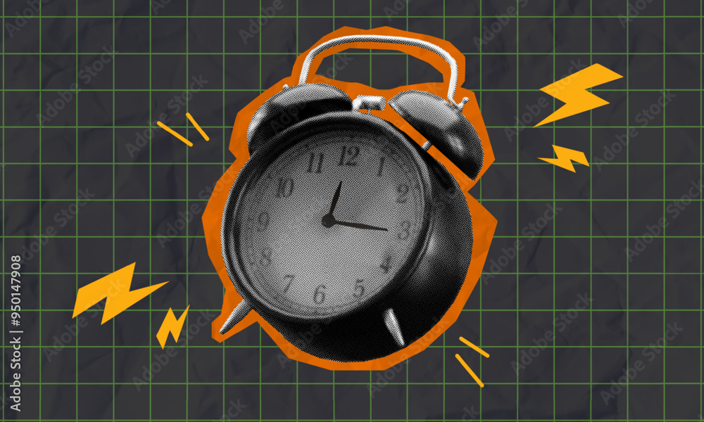 halftone collage Modern Design, Retro alarm clock graphic Ideas for ...