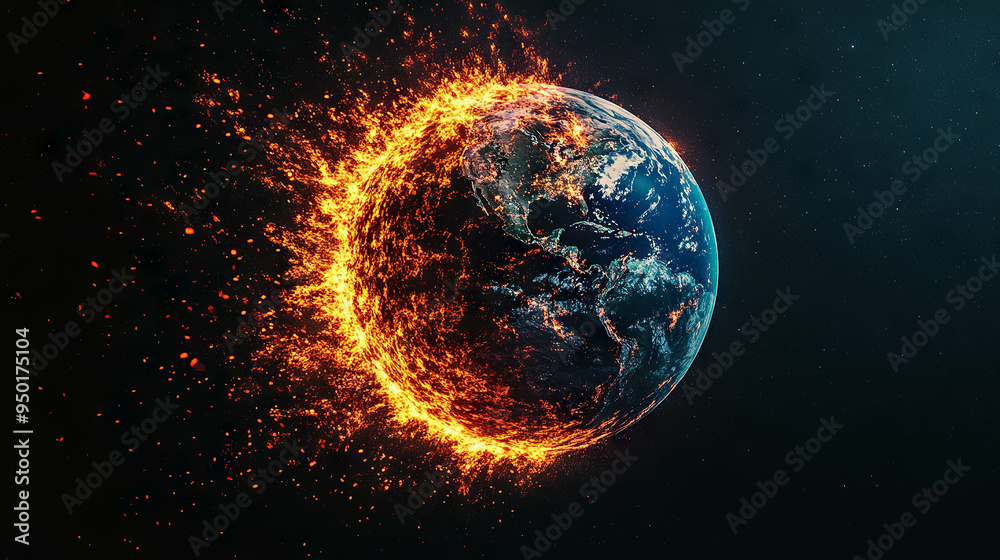 planet earth is being destroyed by high temperatures Stock Illustration ...