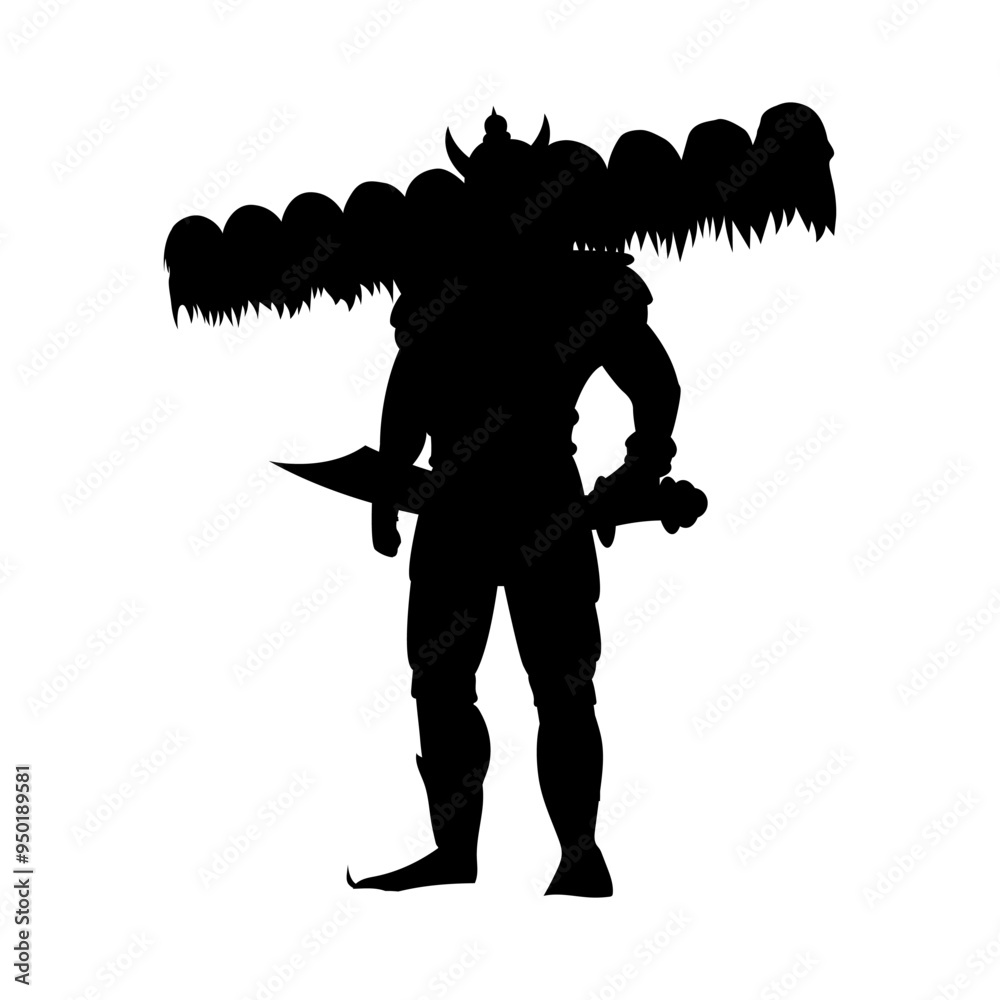 Vector illustration of Ravana silhouette on transparent background ...