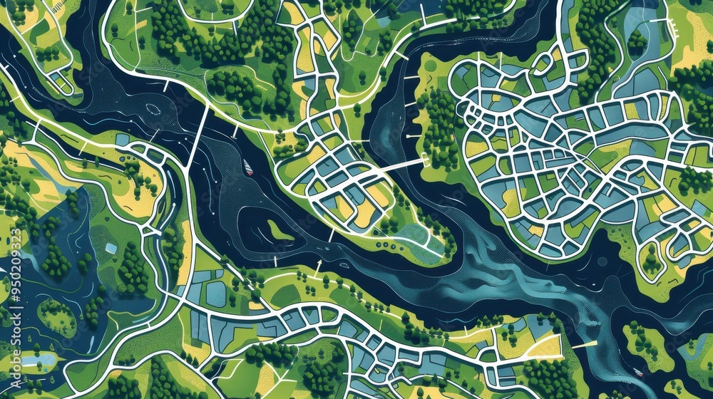 Detailed urban vector map of Trondheim, Norway showcasing streets ...