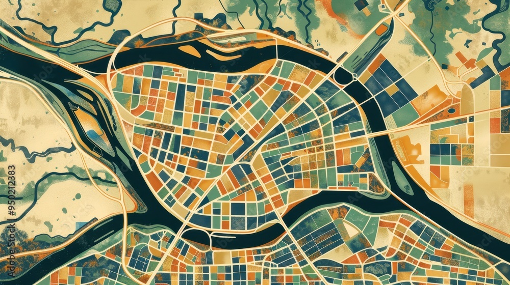 Detailed urban vector city map of Stockton, California showcasing ...