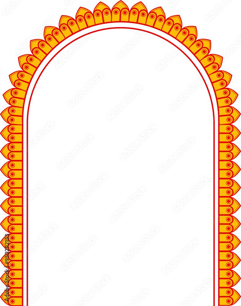 Durga Puja Banner with Arch, Decorative Frame, and Festive Border ...