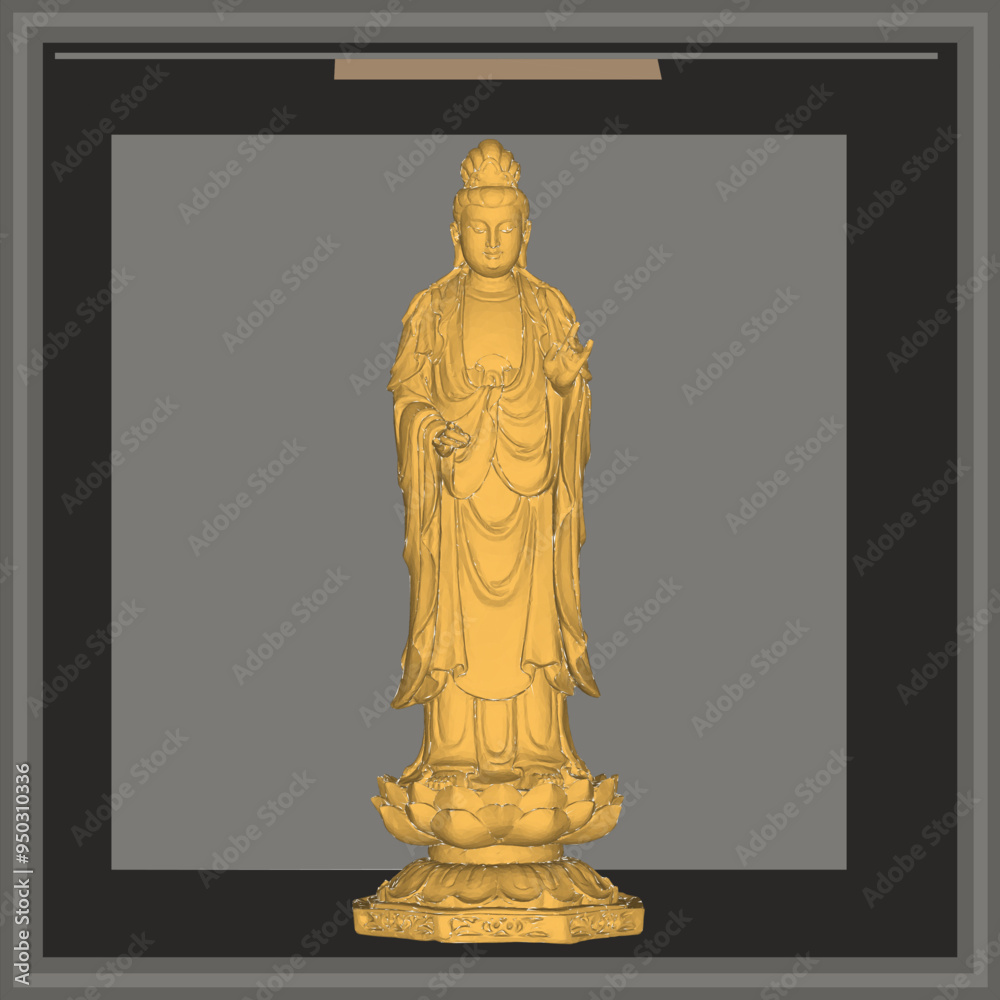 Vector sketch illustration of decorative design of holy goddess statue ...