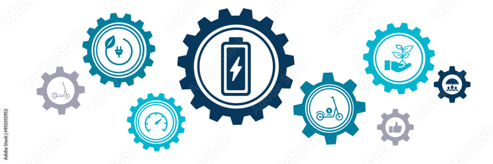 Electric scooter icon concept – connected e-scooter symbols: vector ...