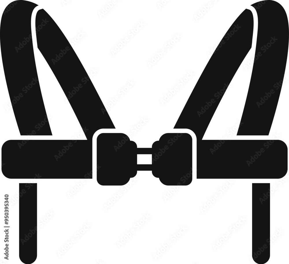 Simple black vector of a baby harness, showing the adjustable straps ...