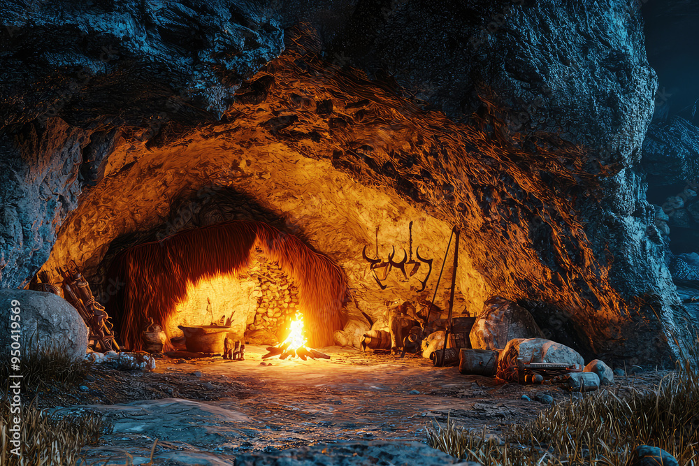 A Glimpse into Stone Age Life: A Family's Warmth and Resilience in ...