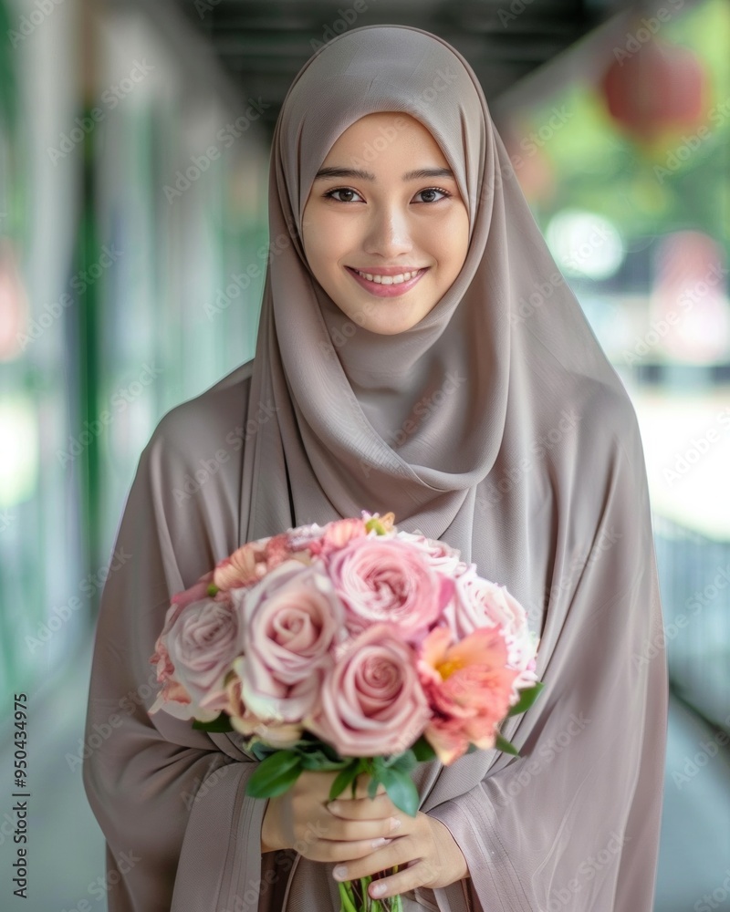 Beautiful Asian Muslim woman wearing Earth tone color abaya and hijab ...