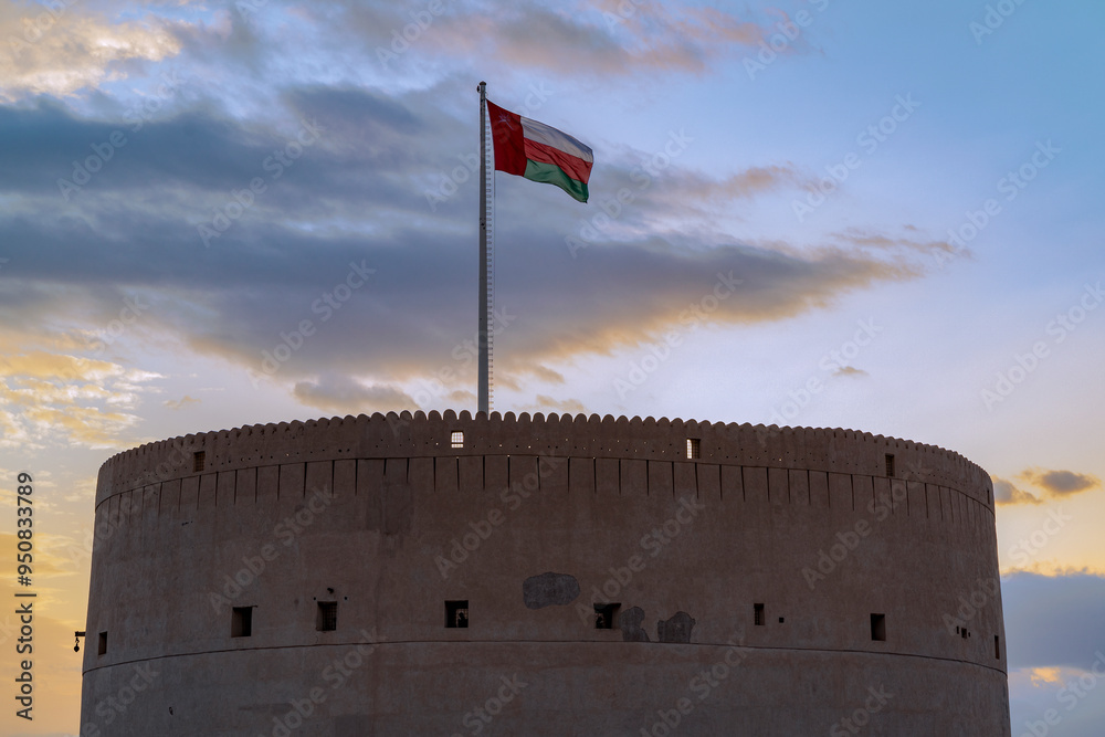 The historic Nizwa Castle in the Sultanate of Oman is one of the most ...