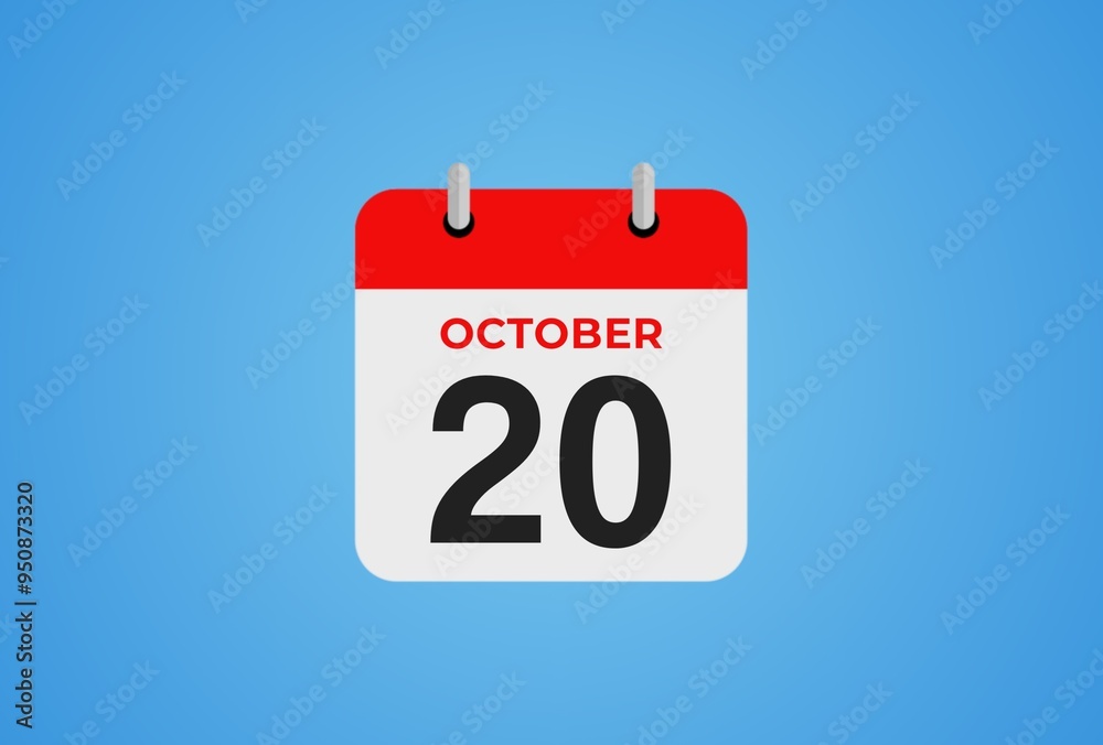 Icon calendar day. 20 October. 20th days of the month, illustration ...