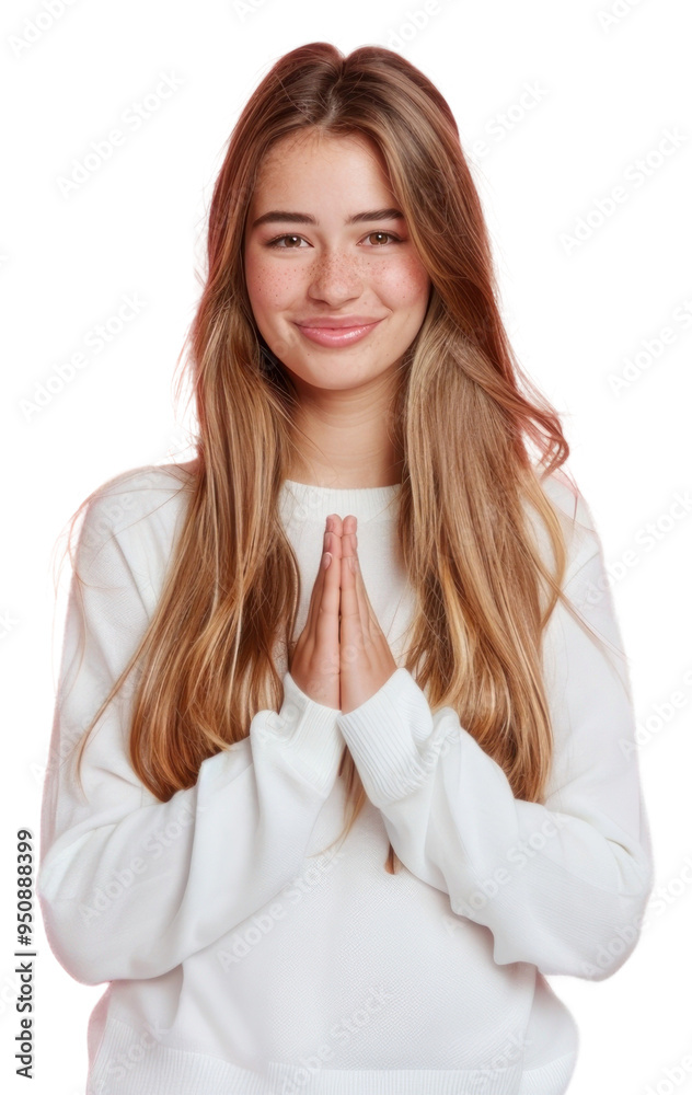 PNG Woman praying against pink background Stock Photo | Adobe Stock