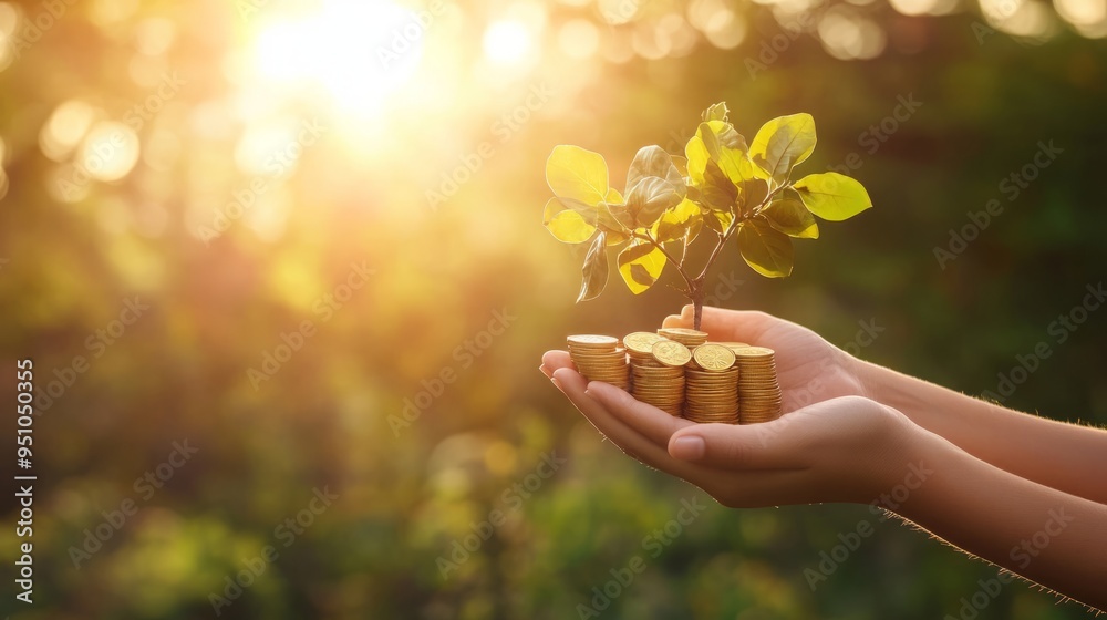 Concept of International Day of Charity: Human hands holding stacks of ...