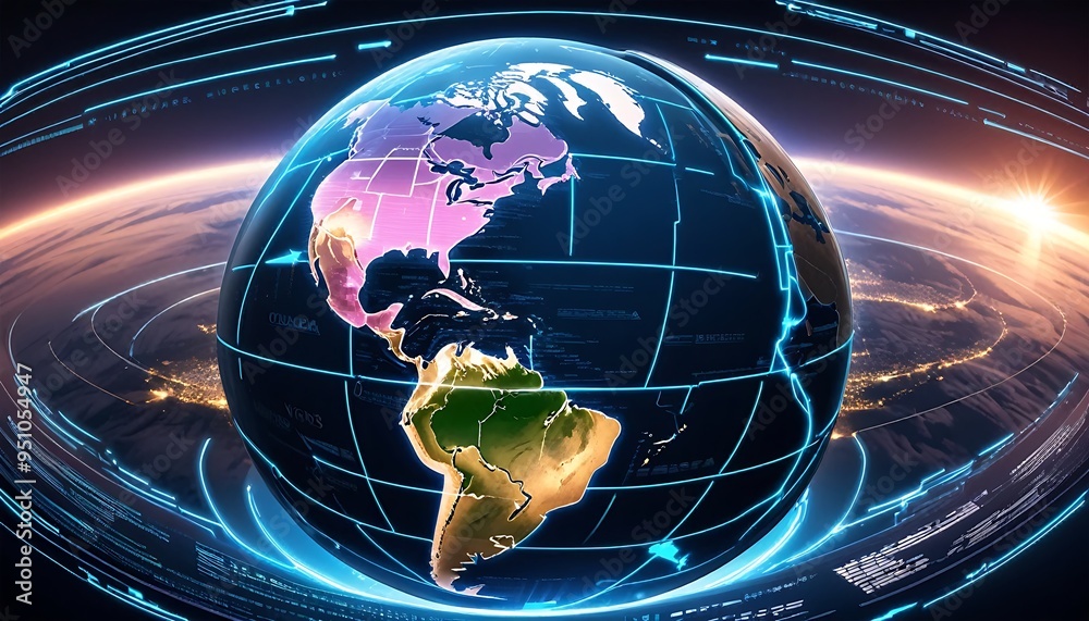 image of a glowing globe with digital lines connecting various ...