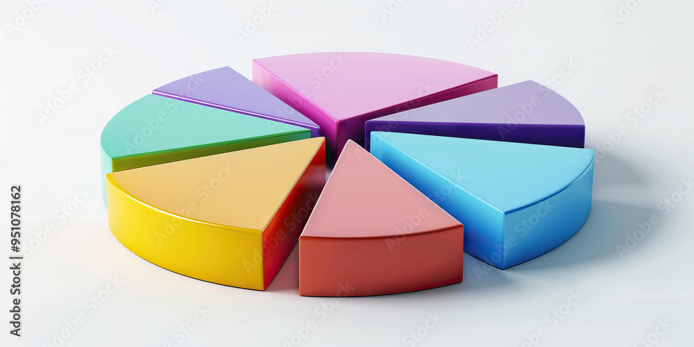 A colorful pie chart divided into different slices, each representing a ...