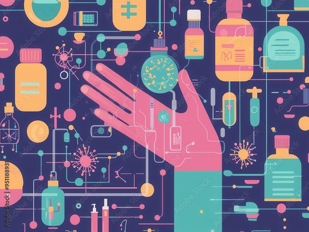 Virus spread prevention visual, hand sanitization, digital infographic ...