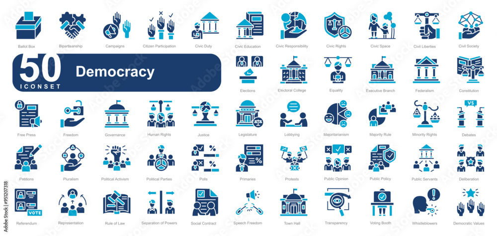 Democracy iconset Stock Vector | Adobe Stock