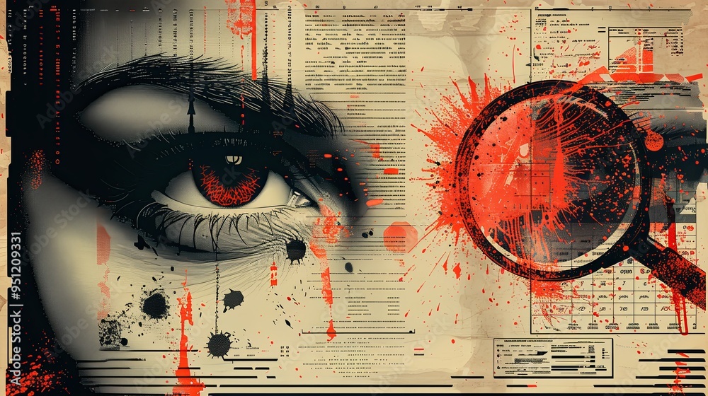 Crime investigation halftone collage. Retro elements like a top-secret ...