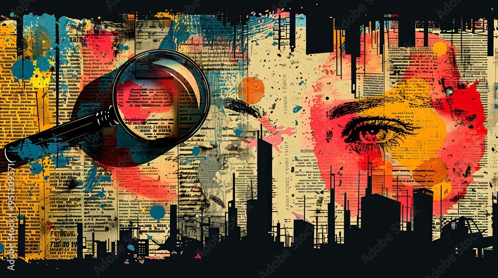Crime investigation halftone collage. Retro elements like a top-secret ...