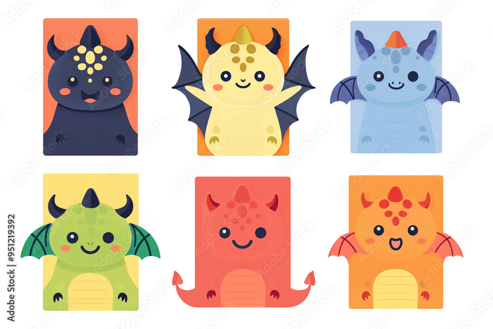 PNG Cute monster paper notes illustration, transparent background set ...